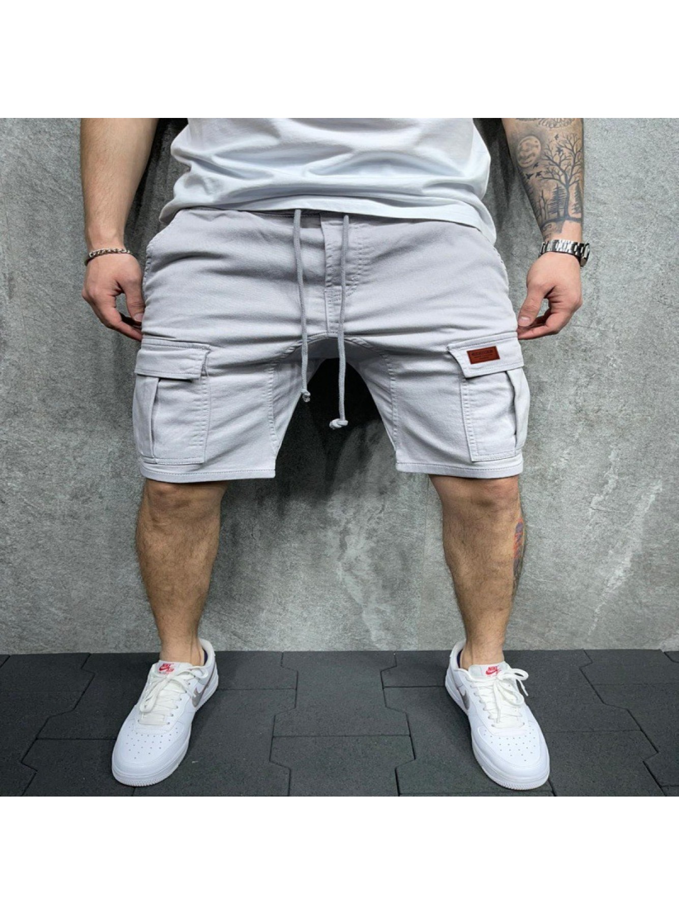 Men Casual Solid Color Straight Sports Shorts